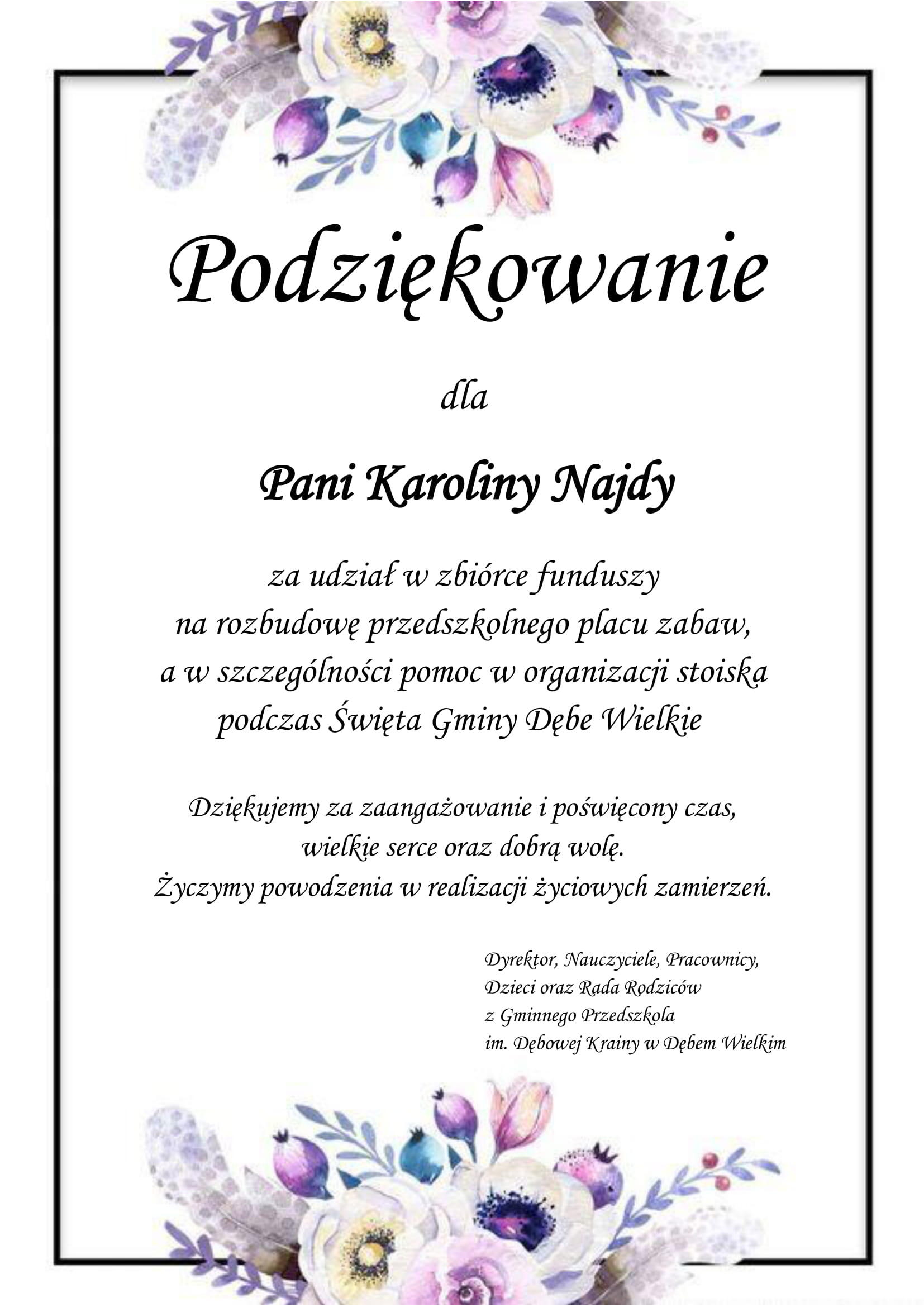 Podzi kowania Dla Rodzic w Gminne Przedszkole Im D bowej Krainy W Podzi kowania Dla Rodzic w Gminne Przedszkole Im D bowej Krainy W