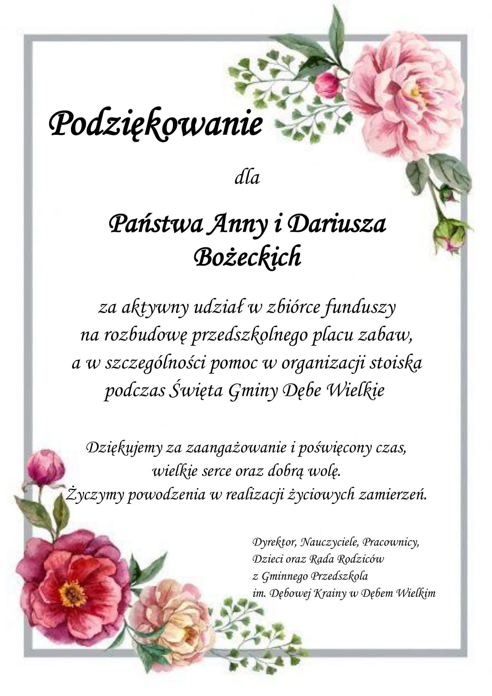 Podzi kowania Dla Rodzic w Gminne Przedszkole Im D bowej Krainy W Podzi kowania Dla Rodzic w Gminne Przedszkole Im D bowej Krainy W